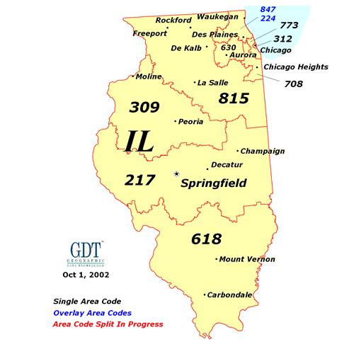 Illinois Area Code Map